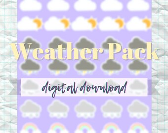 Weather Png Digital Sticker Pack Goodnotes Planner, Precropped Rainbow ...