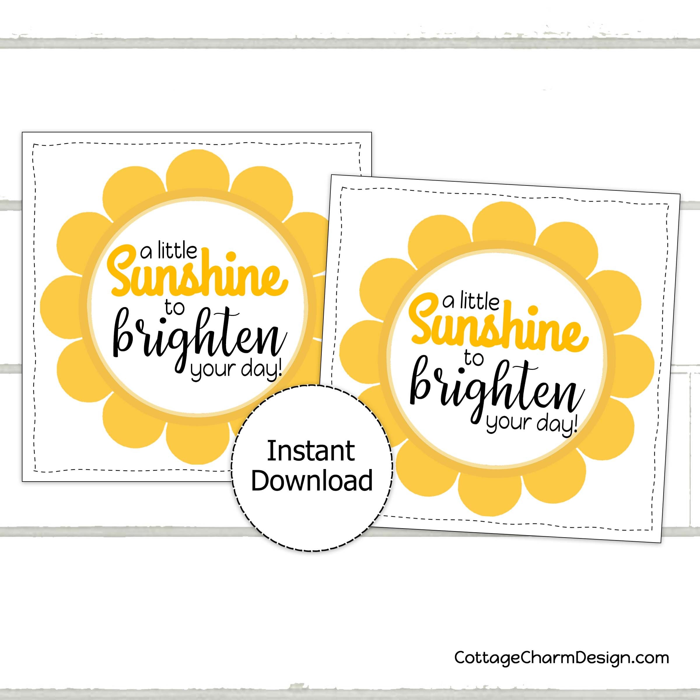 Sunshine Git Tag Printable Sunshine To Brighten Your Day T Etsy 