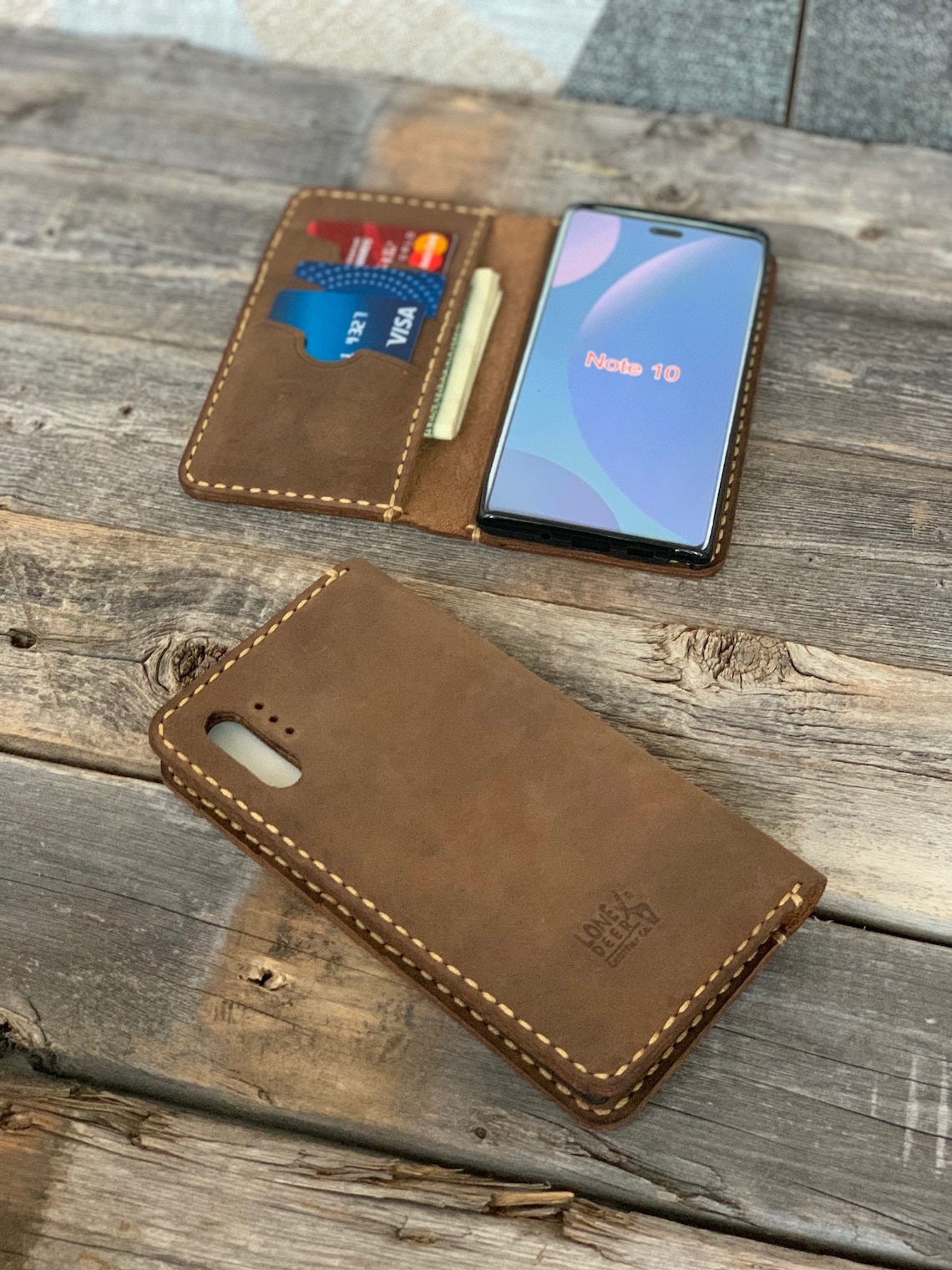 Samsung Galaxy Note 10 Case Leather Wallet Case Handmade | Etsy