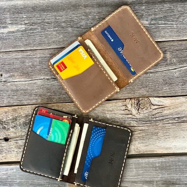 Slim Leather Wallet - Etsy