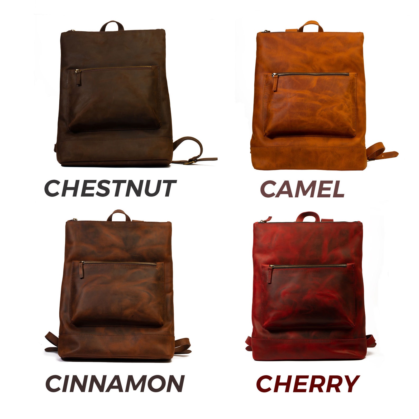 Leather Slim Backpack Book Bag Travel Bag Vintage Backpack | Etsy