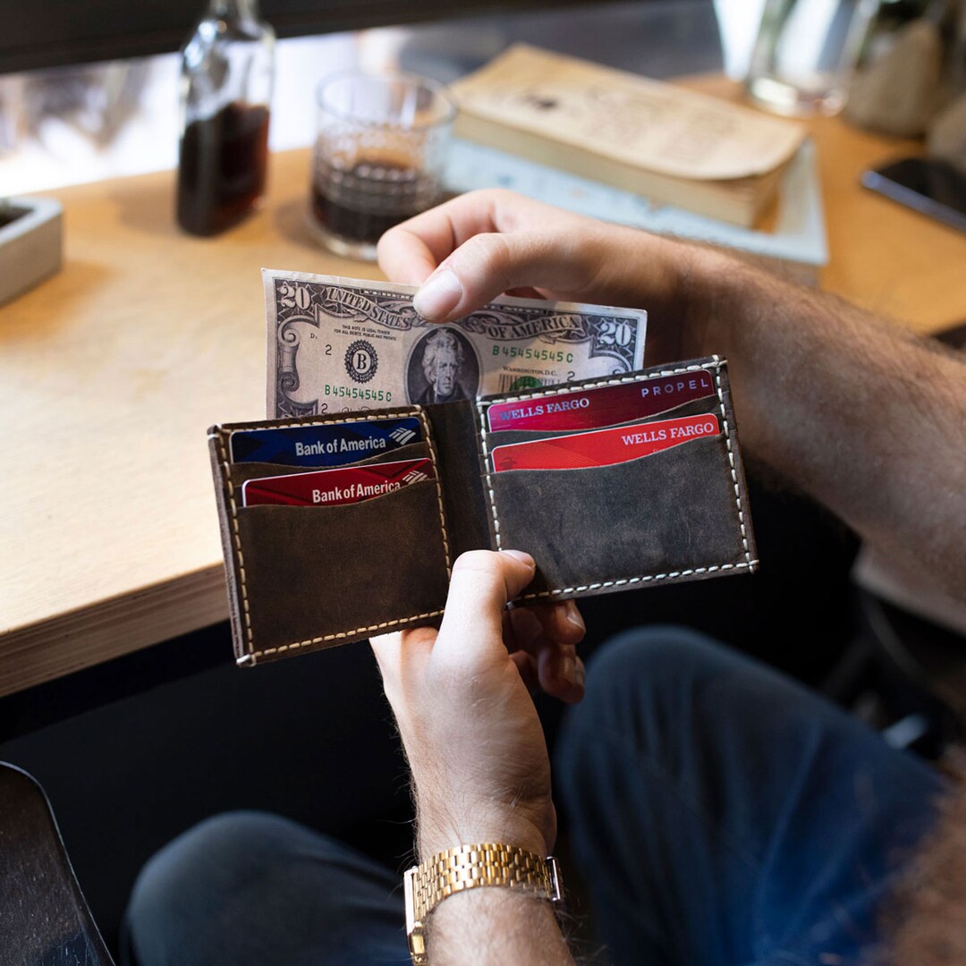 Man Leather Wallet, Retirement Gift, Personalized Bifold Wallet, Man ...