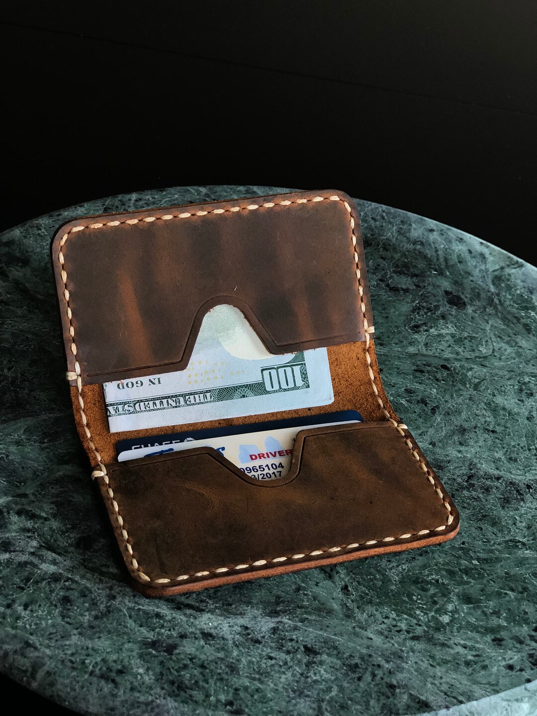 Minimalist Leather Wallet, Distressed Leather Wallet, Personalized ...