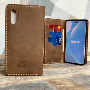Samsung Galaxy Note 10 Case, Leather Wallet Case, Handmade Note 10 Case ...