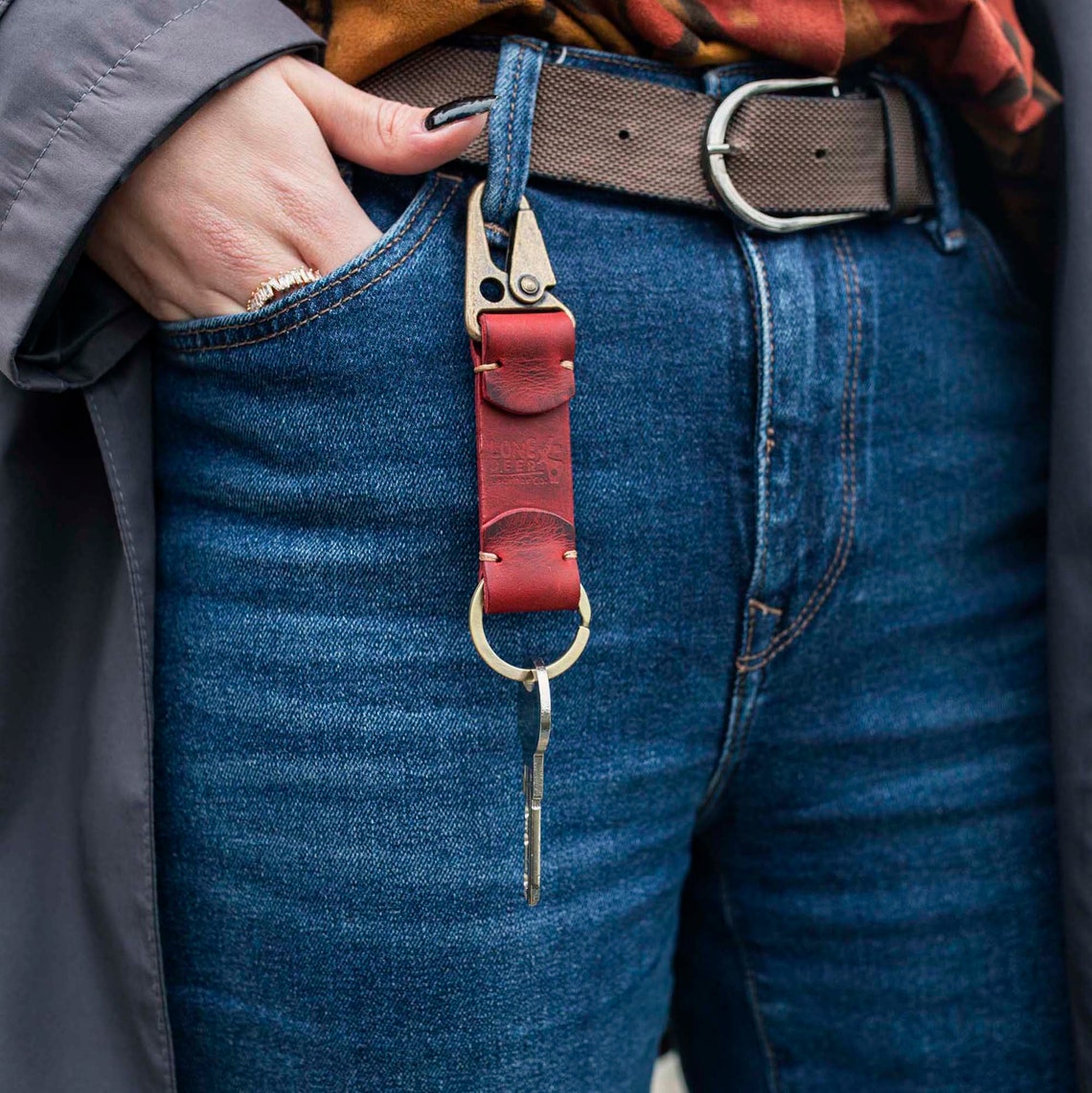 Monogram Hand Stamped Keychain Unique Handstitched Key Chain - Etsy