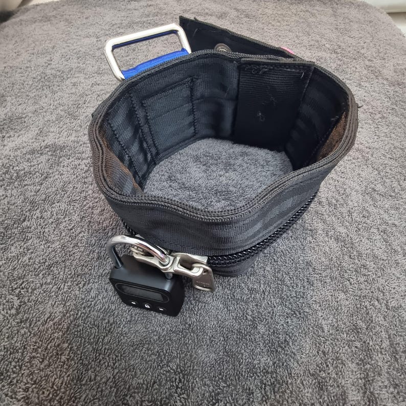 3 Inch Wide Double Locking Triple Layered Bondage Collar Timer Locked ...