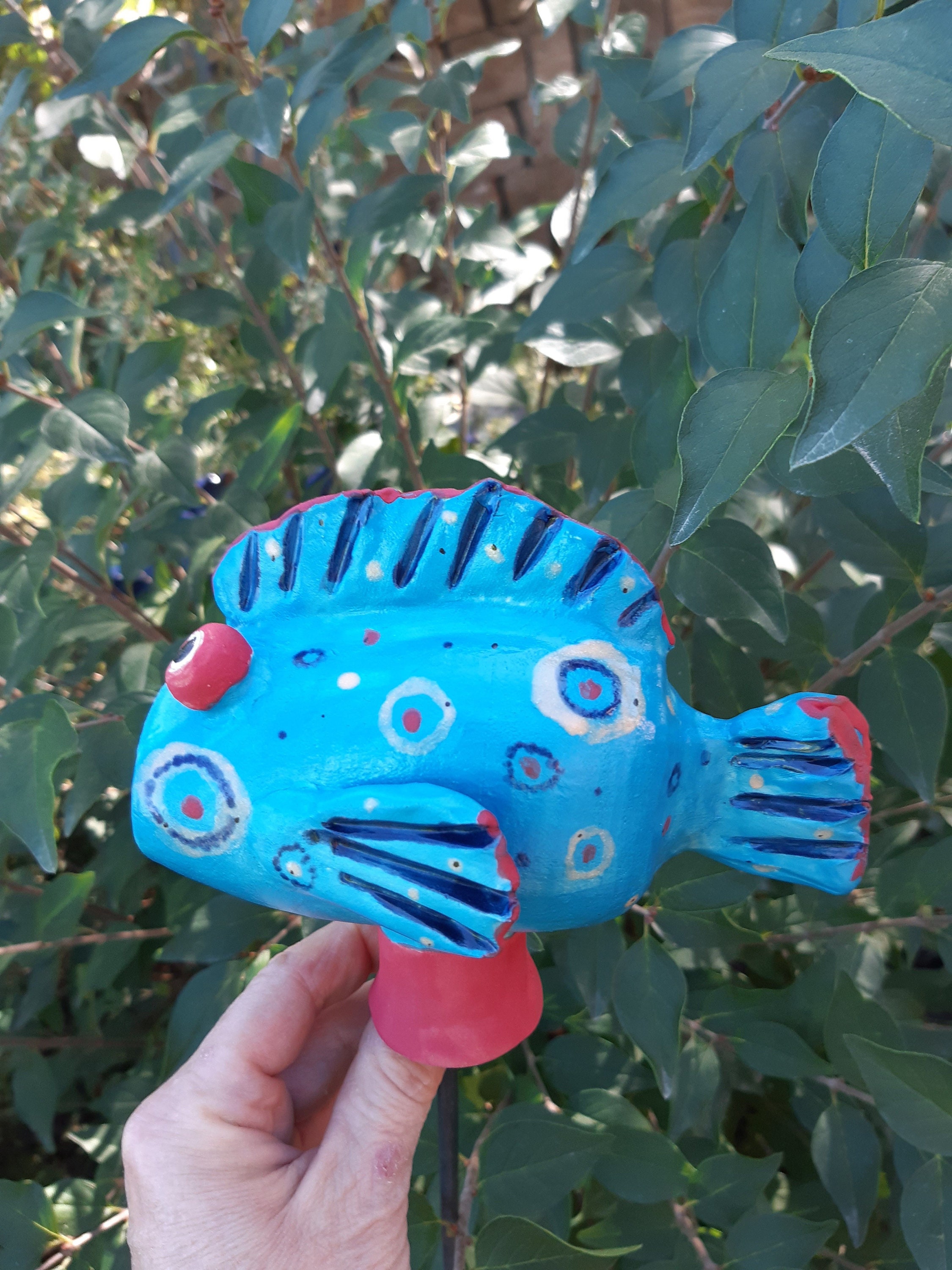 Turquoise Fish With Fish Companion Fence Stool Pond Decoration - Etsy