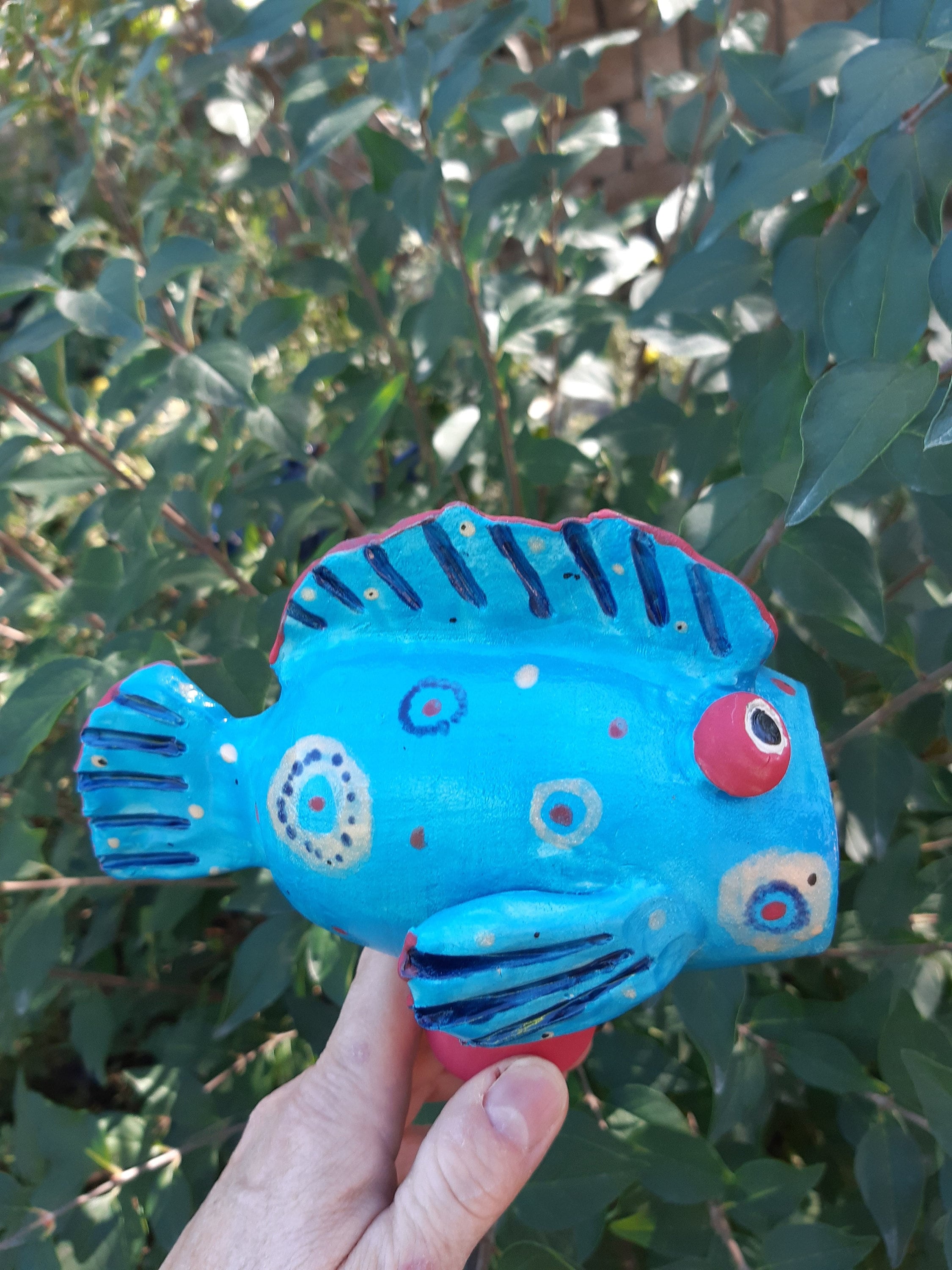 Turquoise Fish With Fish Companion Fence Stool Pond Decoration - Etsy