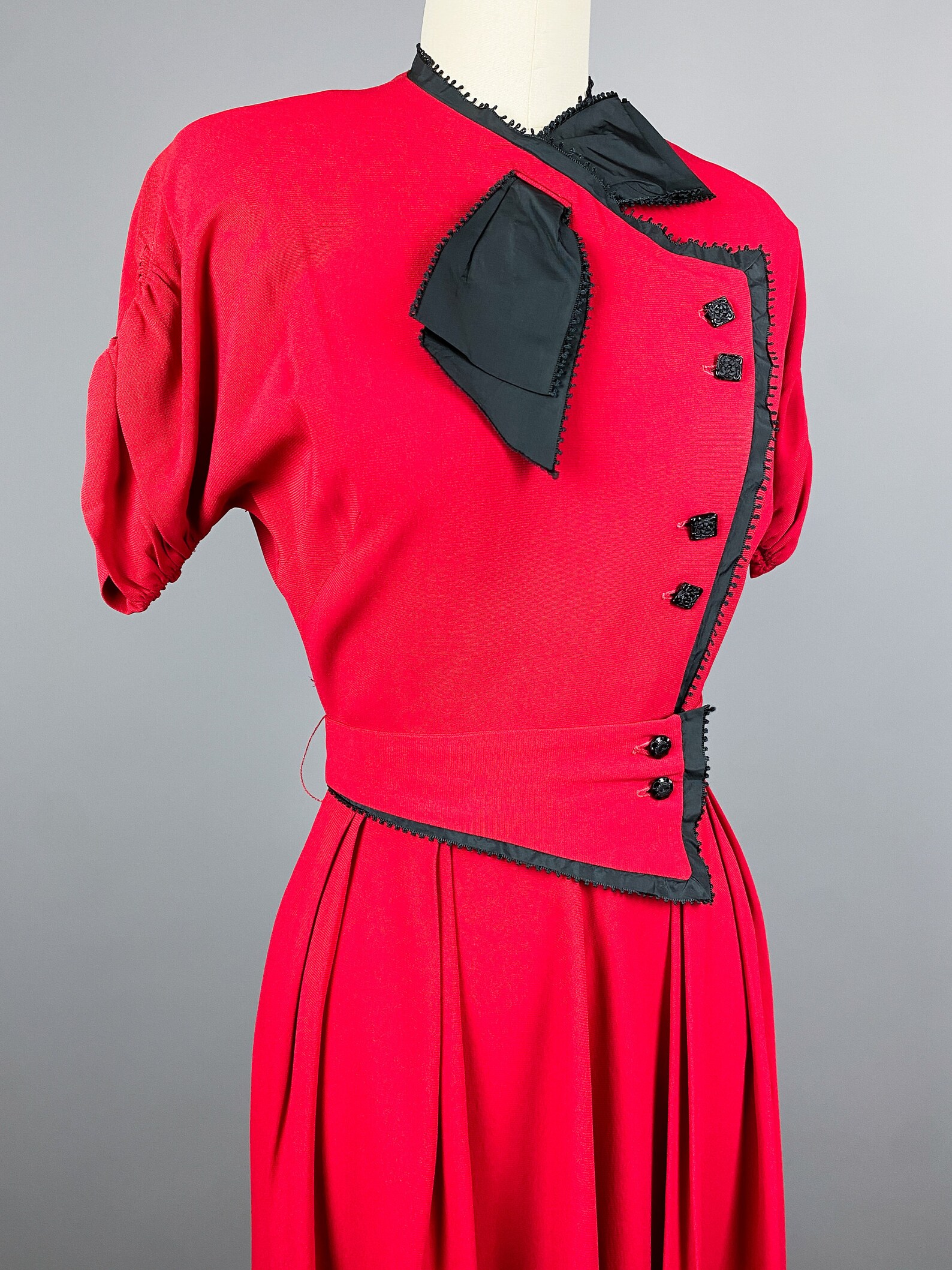 Vintage 1940s Dress by Mary Muffet Small XS 40s Red Rayon - Etsy