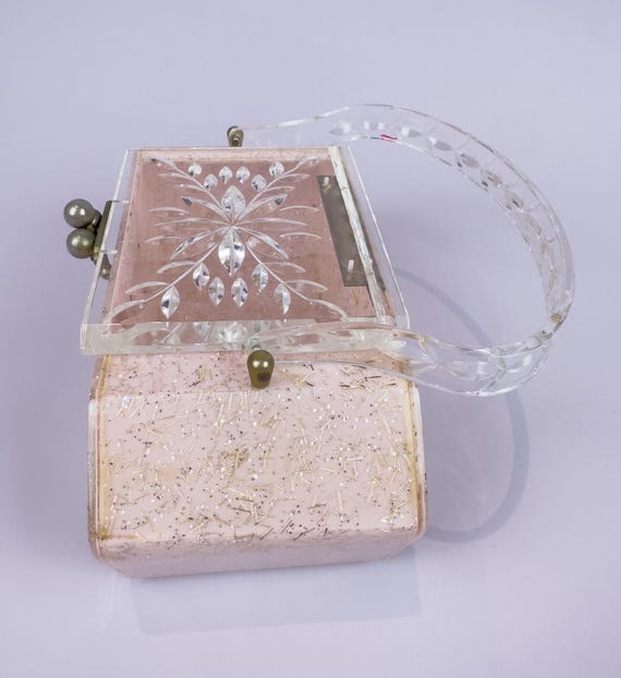 Vintage 1950s Pink Lucite Bag | 50s Lucite Handbag in… - Gem