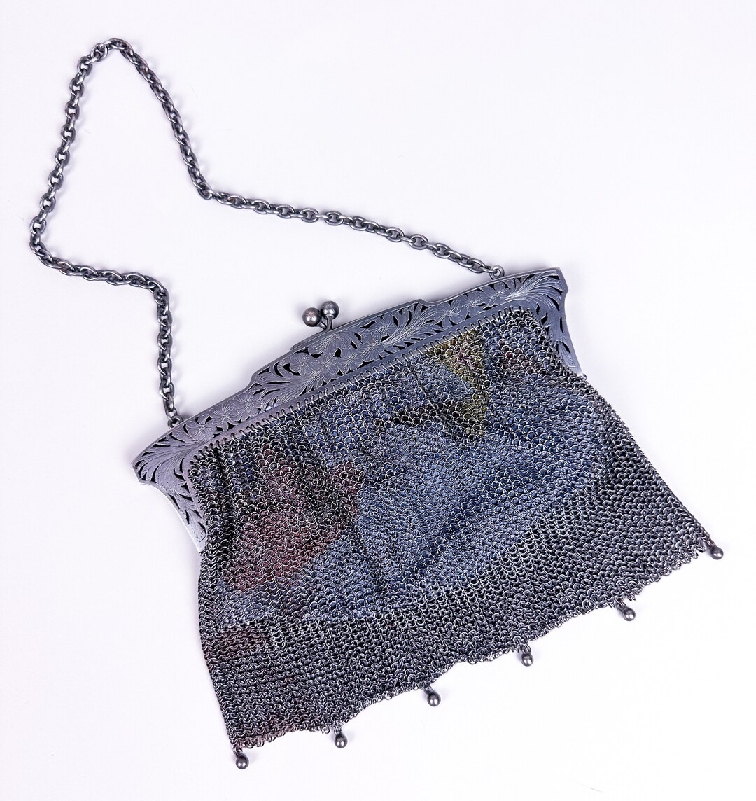 Vintage 1900s Bag | Edwardian Early 20th Century 1890s Real Gunmetal ...