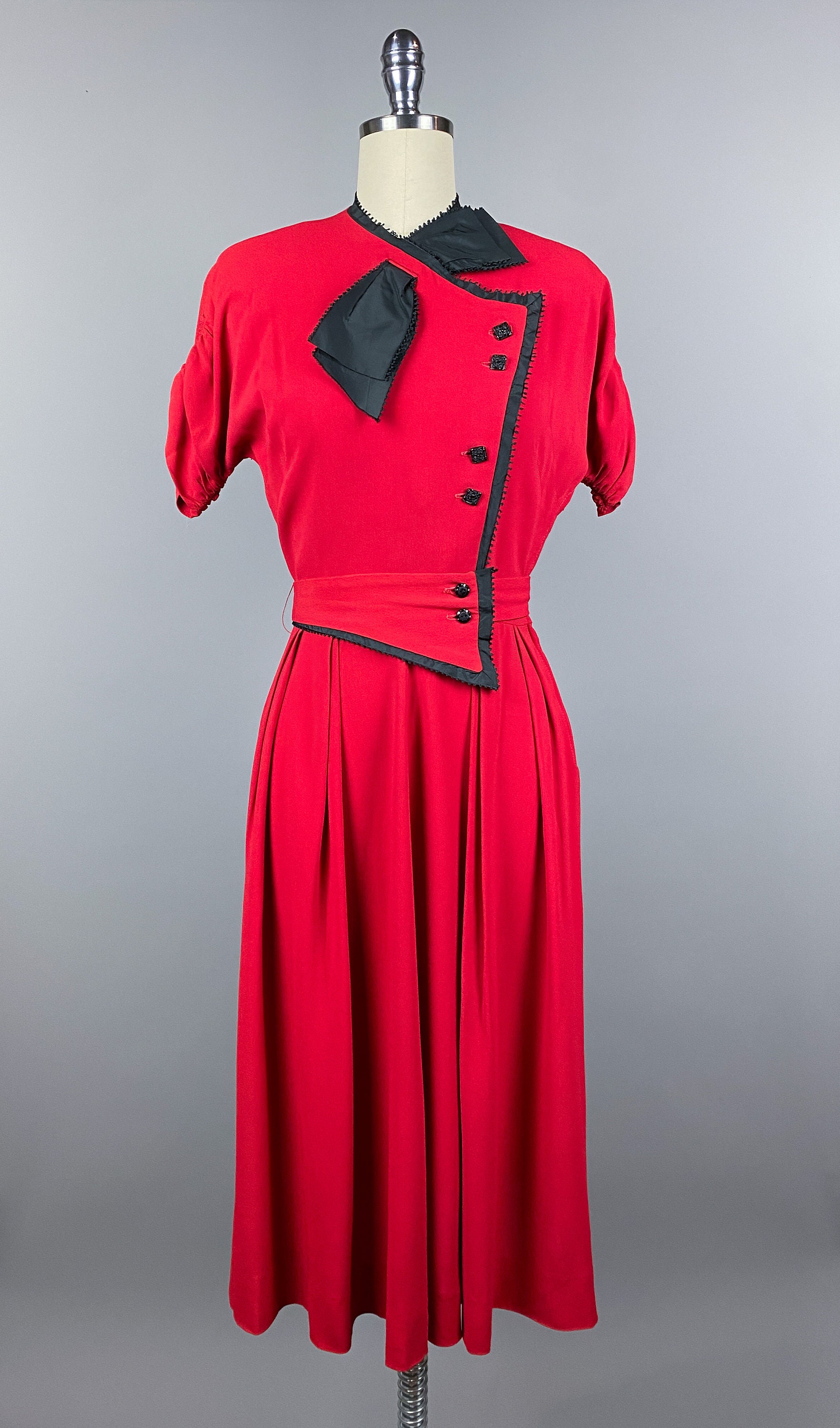 Vintage 1940s Dress by Mary Muffet Small XS 40s Red Rayon - Etsy