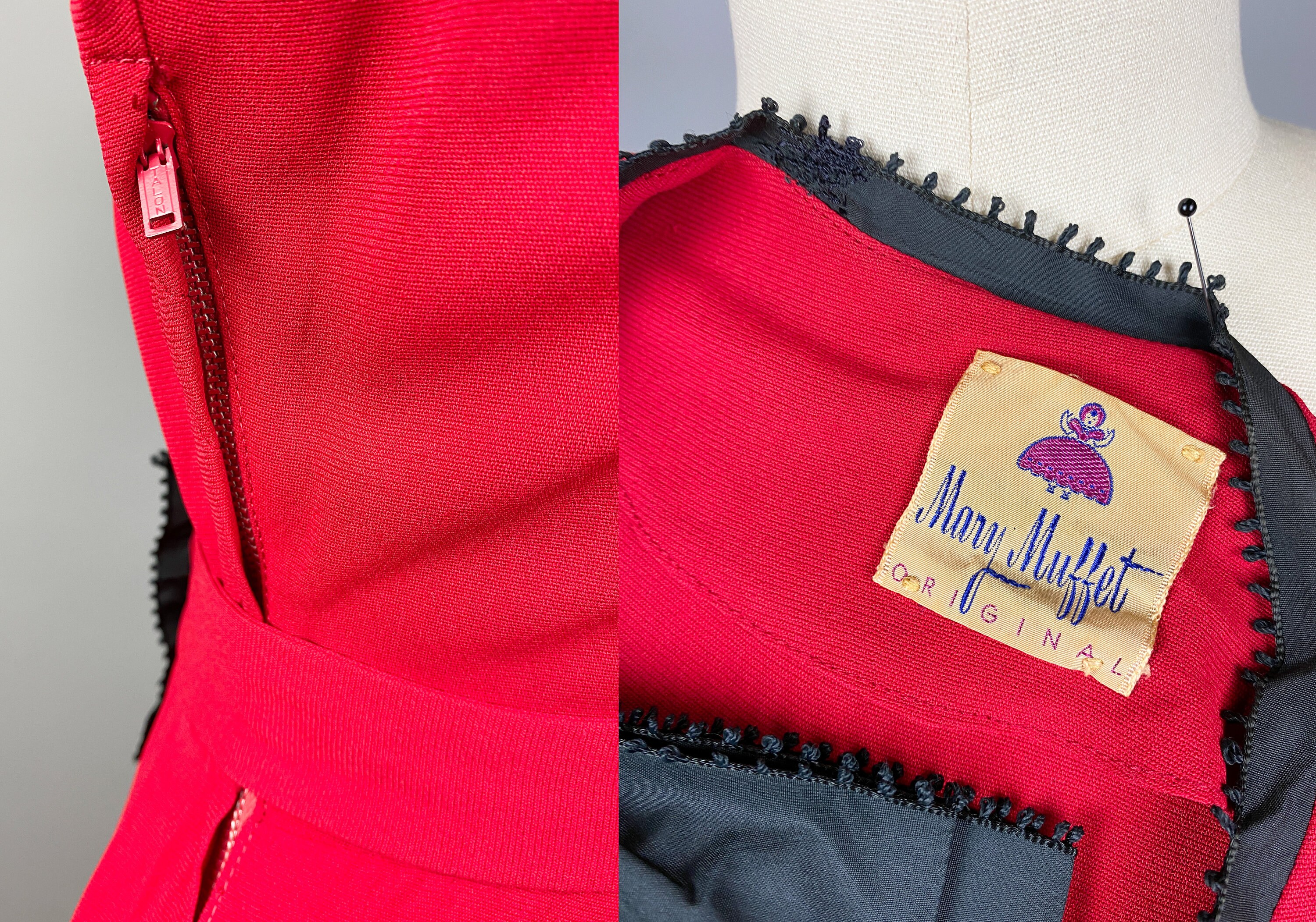 Vintage 1940s Dress by Mary Muffet Small XS 40s Red Rayon - Etsy