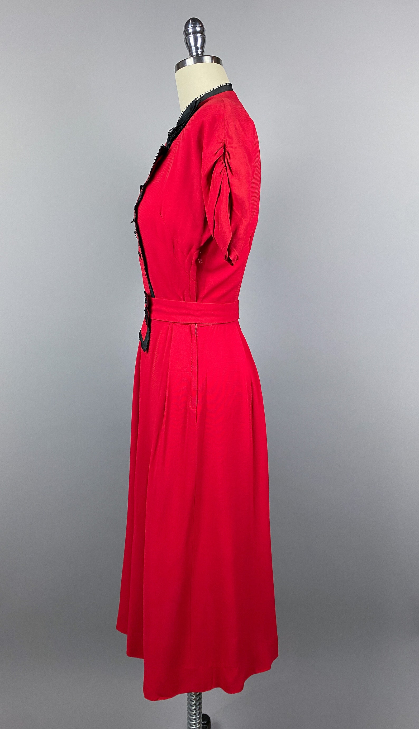 Vintage 1940s Dress by Mary Muffet Small XS 40s Red Rayon - Etsy