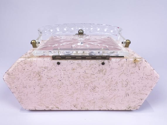 Vintage 1950s Pink Lucite Bag | 50s Lucite Handbag in… - Gem
