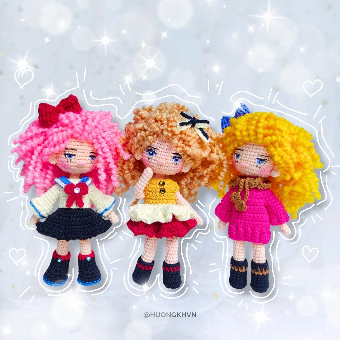 Set of 3 Mini Dolls, Finished Amigurumi Doll, Finished Doll, Crochet ...