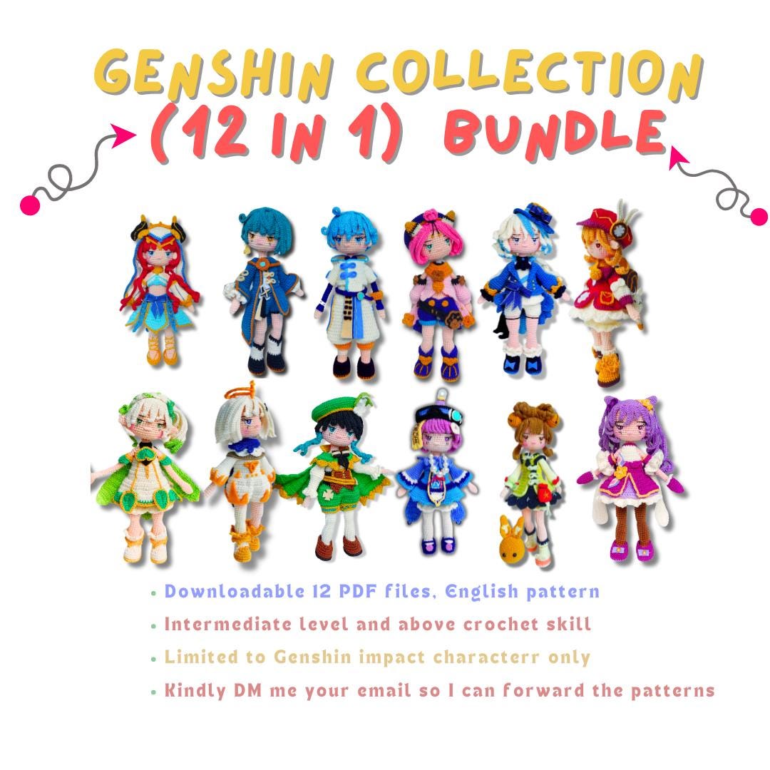 Amigurumi Genshin Impact Doll Crochet Patterns: 12-in-1 Bundle (PDF ...