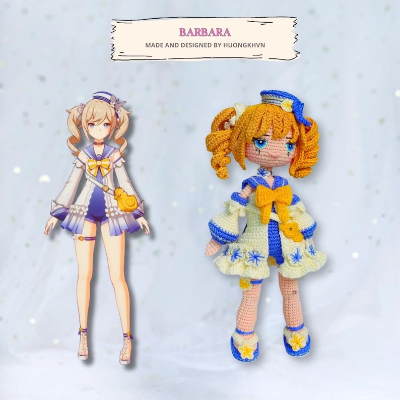 Barbara Crochet Pattern, Genshin Impact Amigurumi PDF, Anime Chef Doll ...