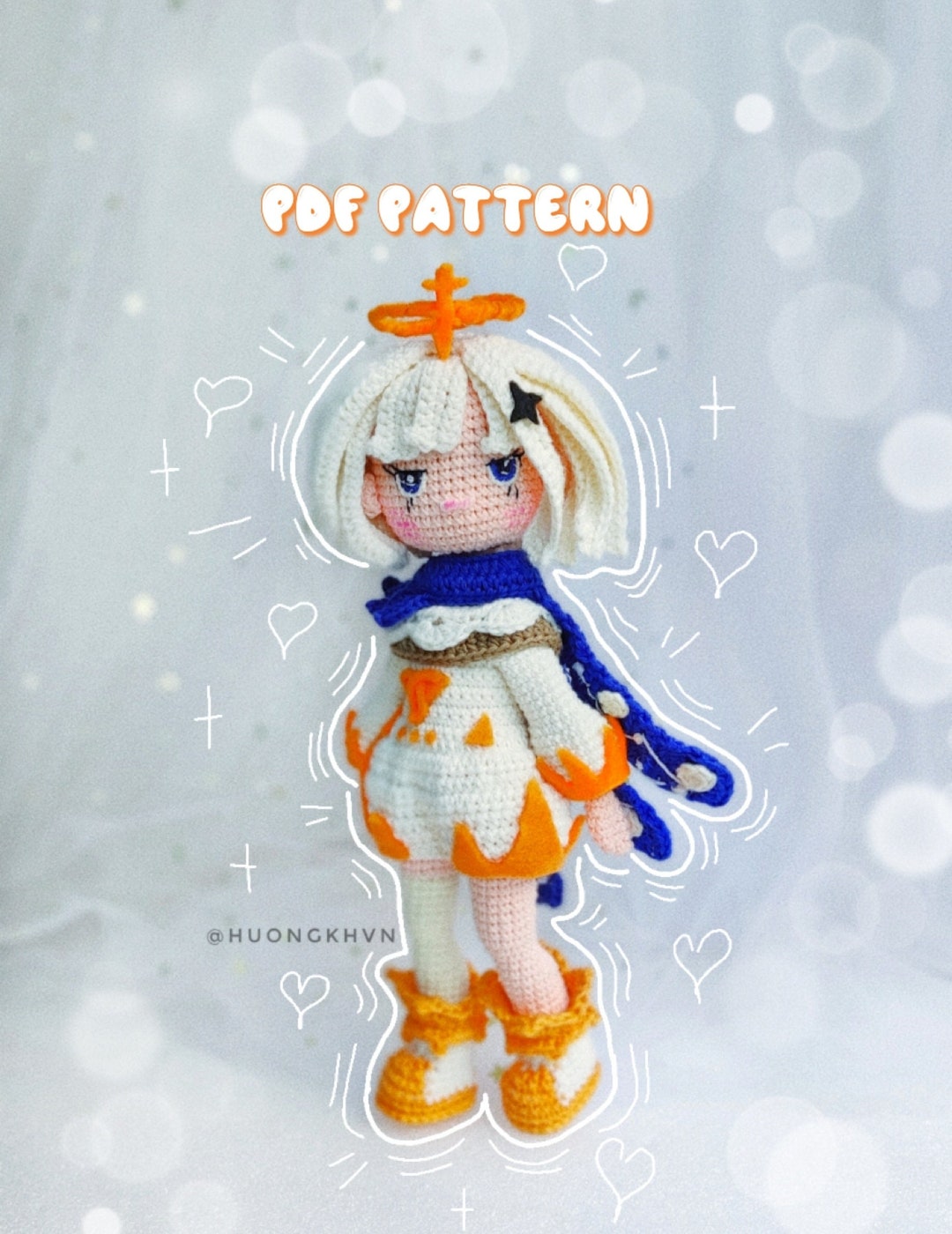 Crochet Doll Pattern, Crochet Paimon Doll Pattern, Paimon Genshin ...