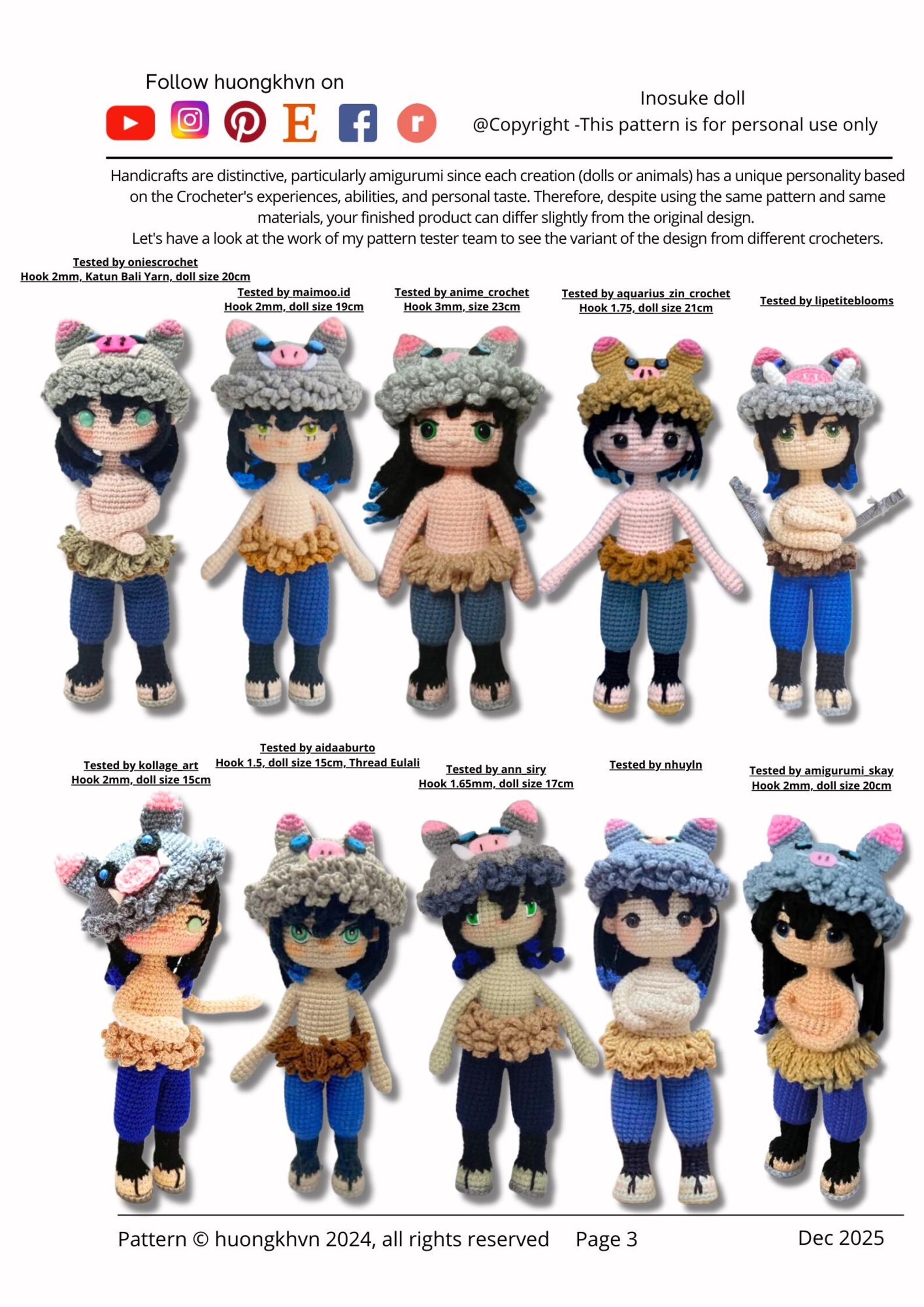 Inosuke Hashibira Crochet Pattern, Demon Slayer Amigurumi PDF, Anime ...