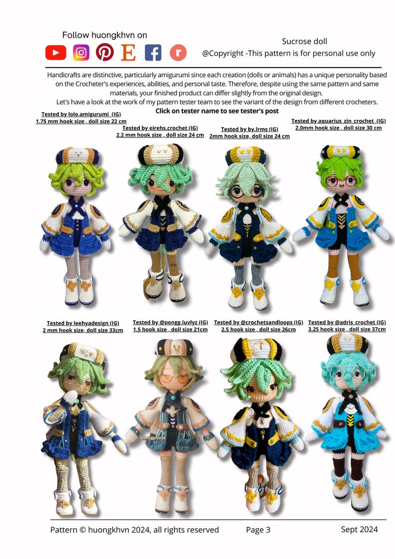 Sucrose Crochet Pattern, Genshin Impact Amigurumi PDF, Anime Chef Doll ...