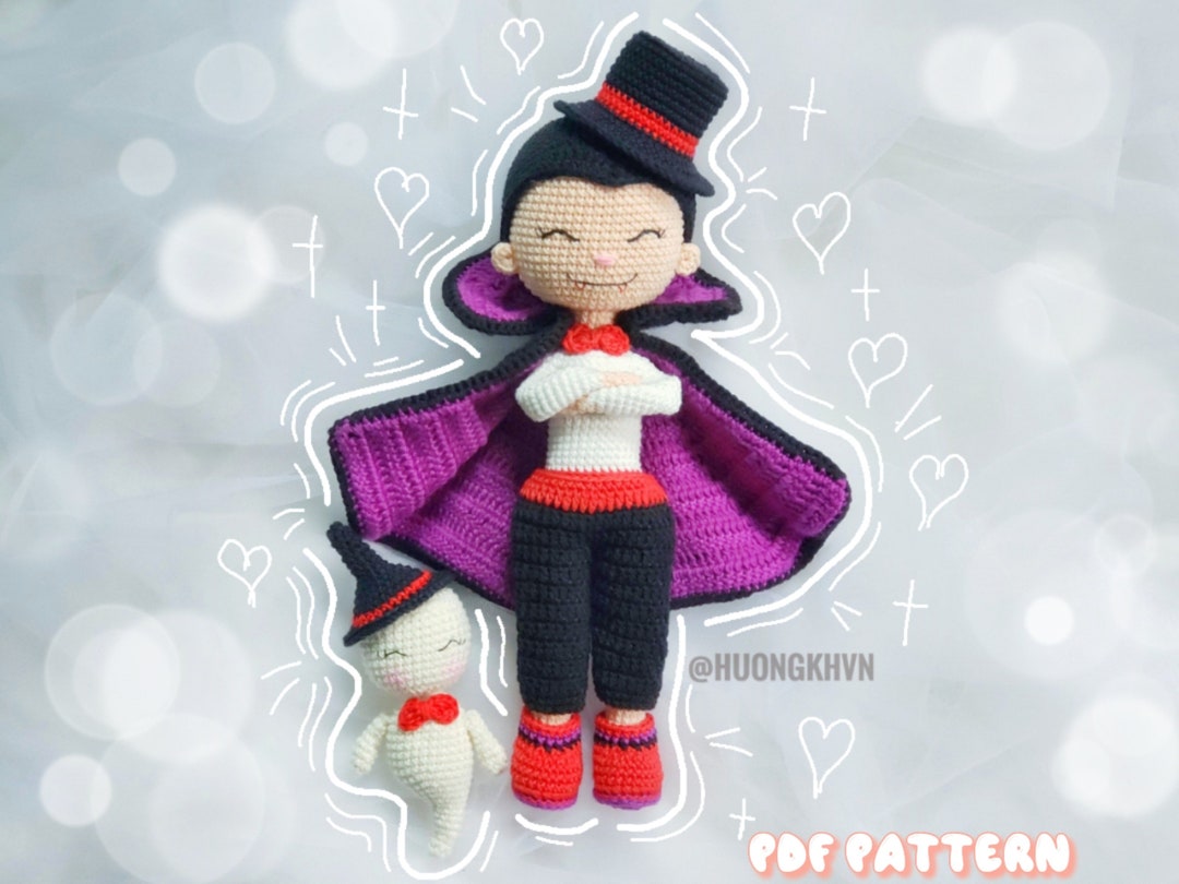 Crochet Doll Pattern, Amigurumi, Dracula Pattern, Halloween Doll ...
