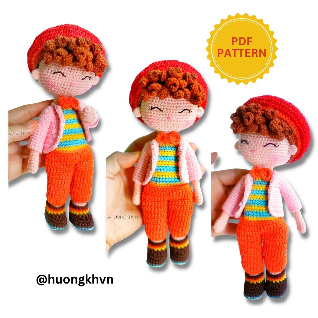 Crochet Doll Pattern, Amigurumi Doll, Happy Nicky Boy Pattern, Pdf ...