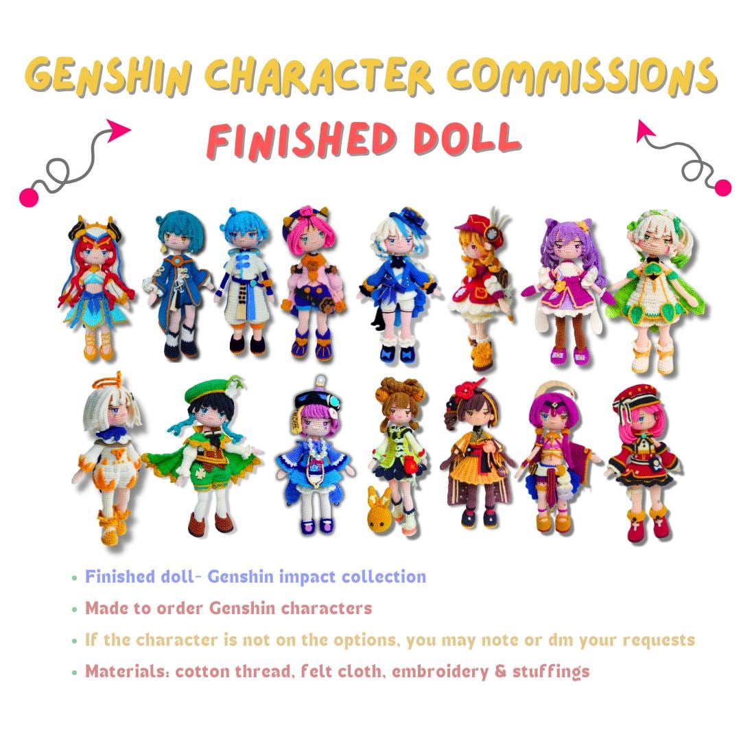 Genshin Impact Doll: Custom Handmade Cotton Plush (21cm) - Etsy