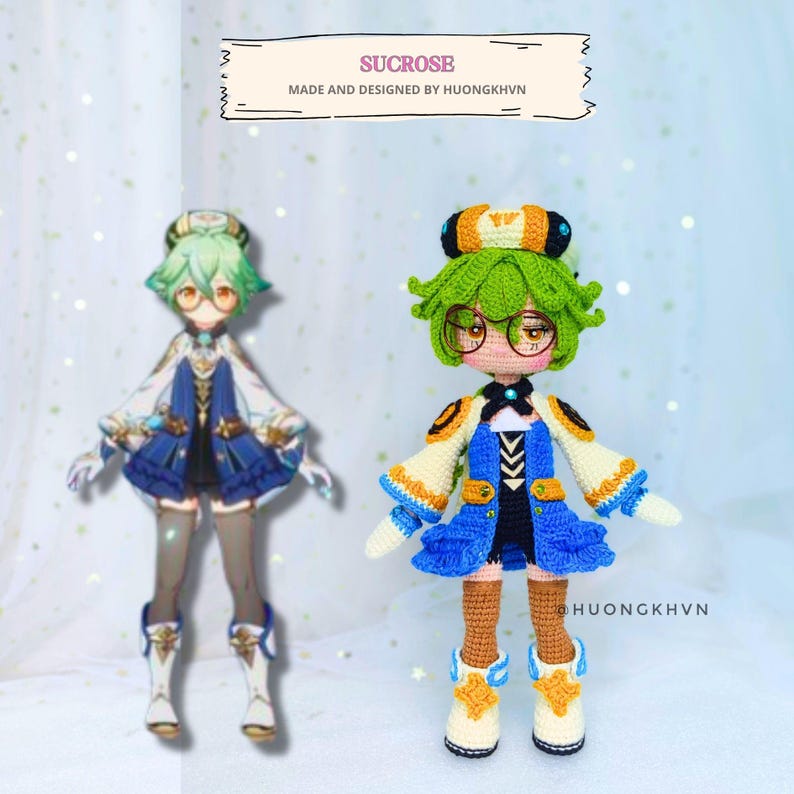 Sucrose Crochet Pattern, Genshin Impact Amigurumi PDF, Anime Chef Doll ...