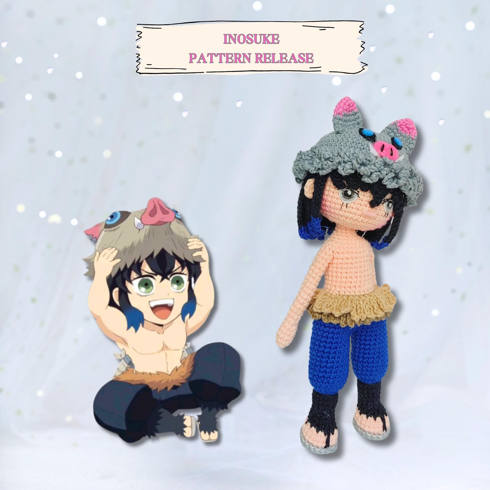 Inosuke Hashibira Crochet Pattern, Demon Slayer Amigurumi PDF, Anime ...