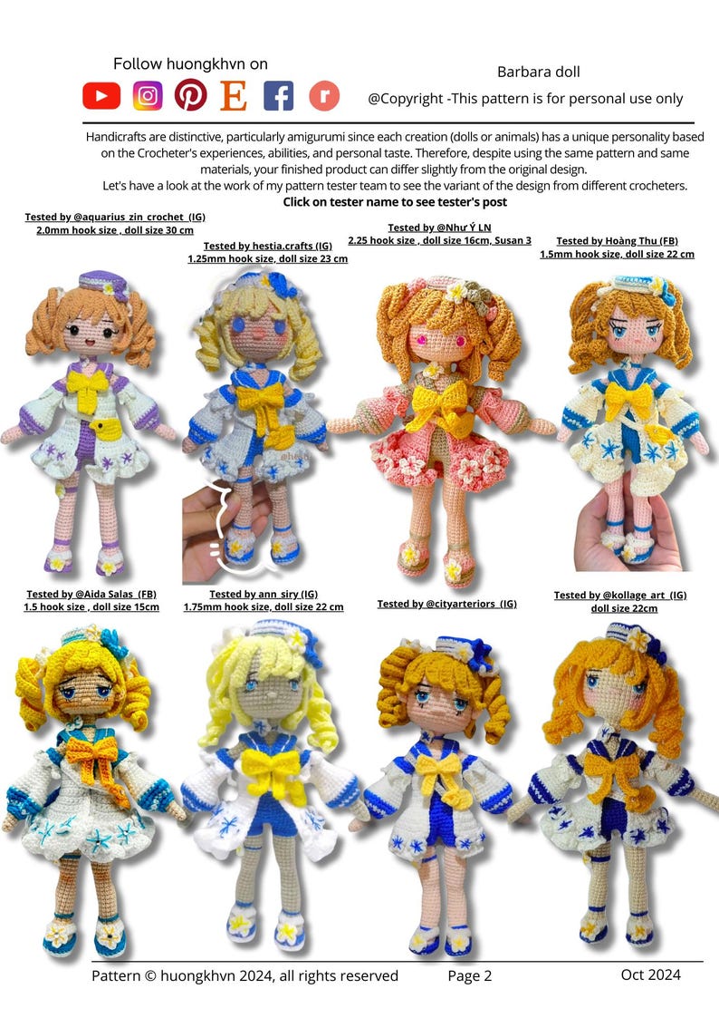 Barbara Crochet Pattern, Genshin Impact Amigurumi PDF, Anime Chef Doll ...