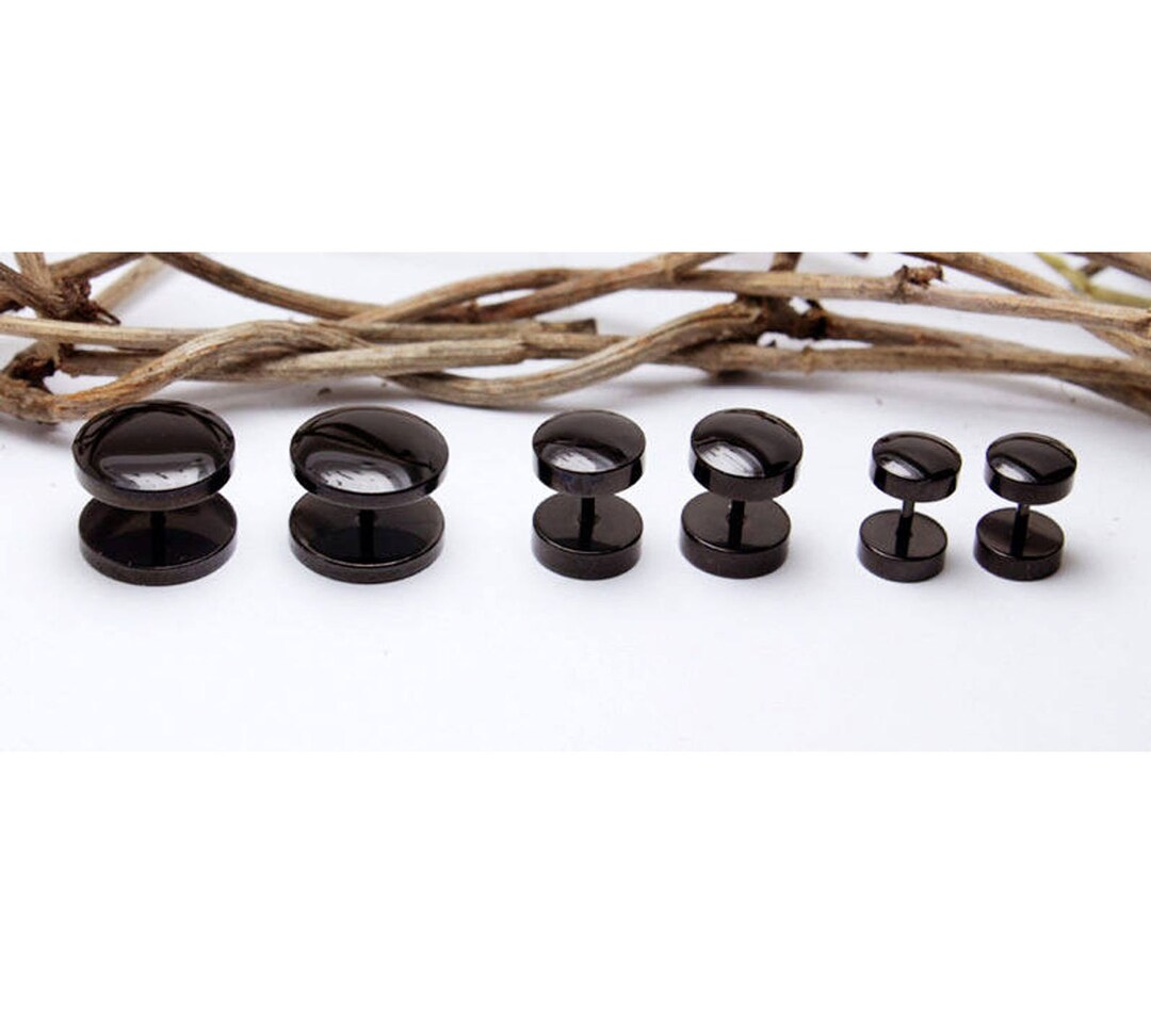 1 Pair of Black Fake Plug in Different Sizes Earring Fake Plugs Helix ...
