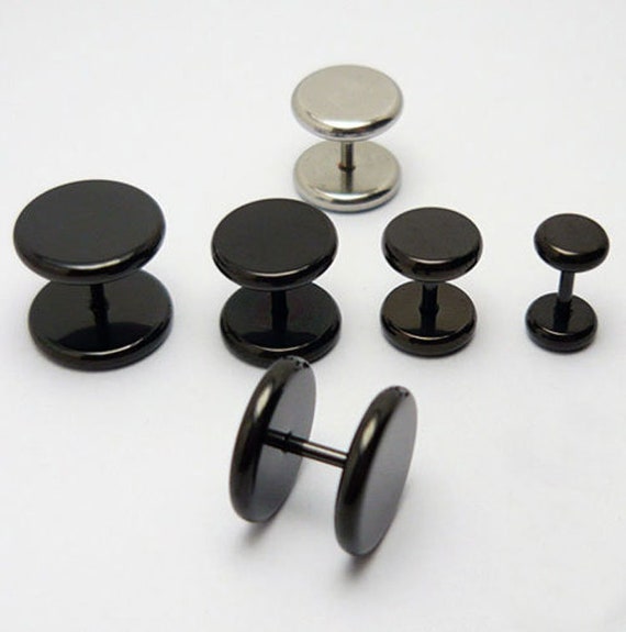 Black fake plug earrings store