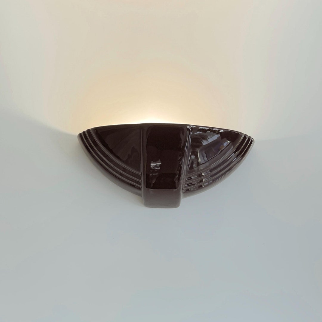 Vintage Half Moon Ceramic Sconce Wall Light Porcelain Wall Lamp Mid ...