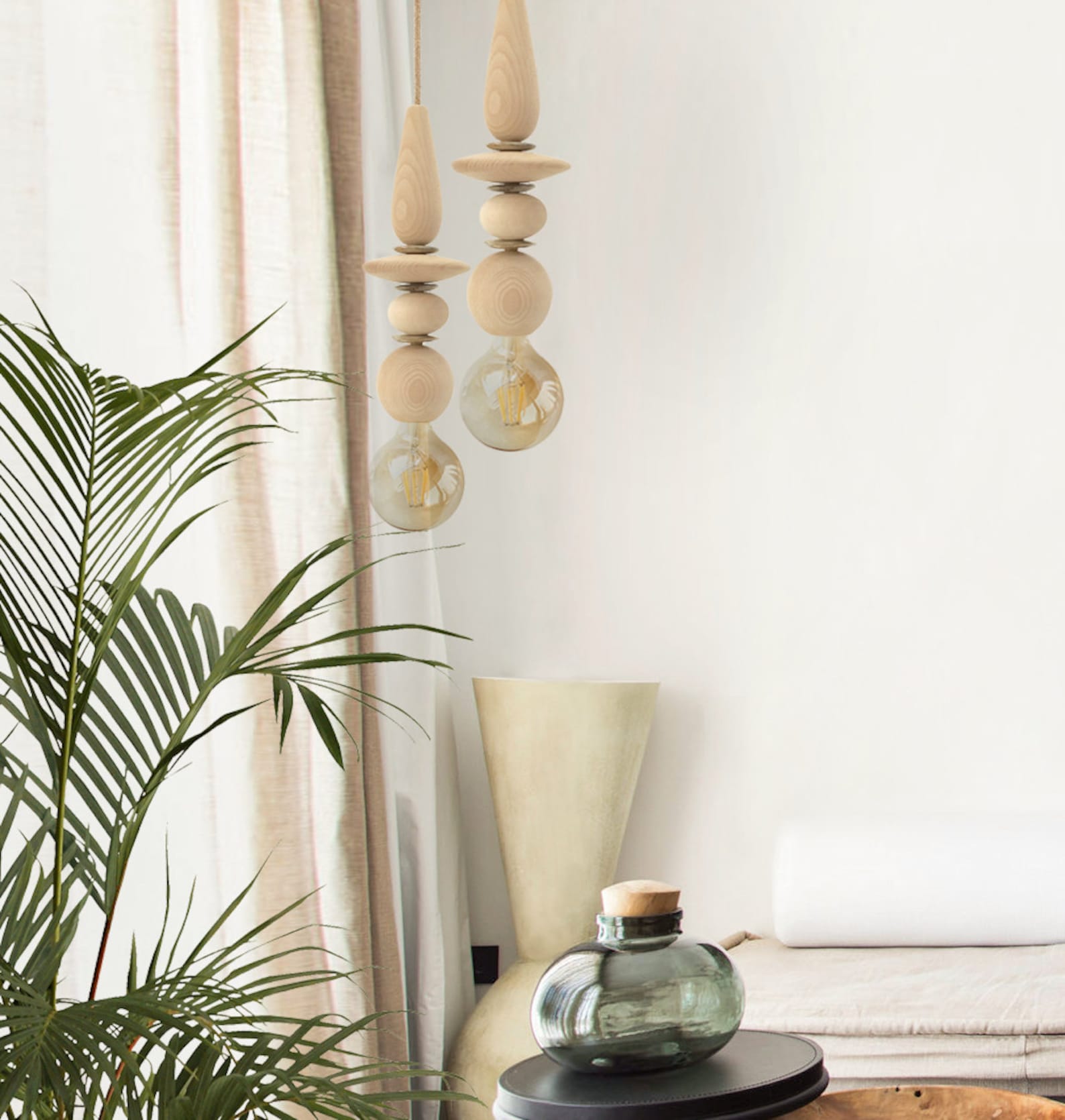 Wood Bead Pendant Light Modern Ceiling Lamp Wooden Beaded - Etsy