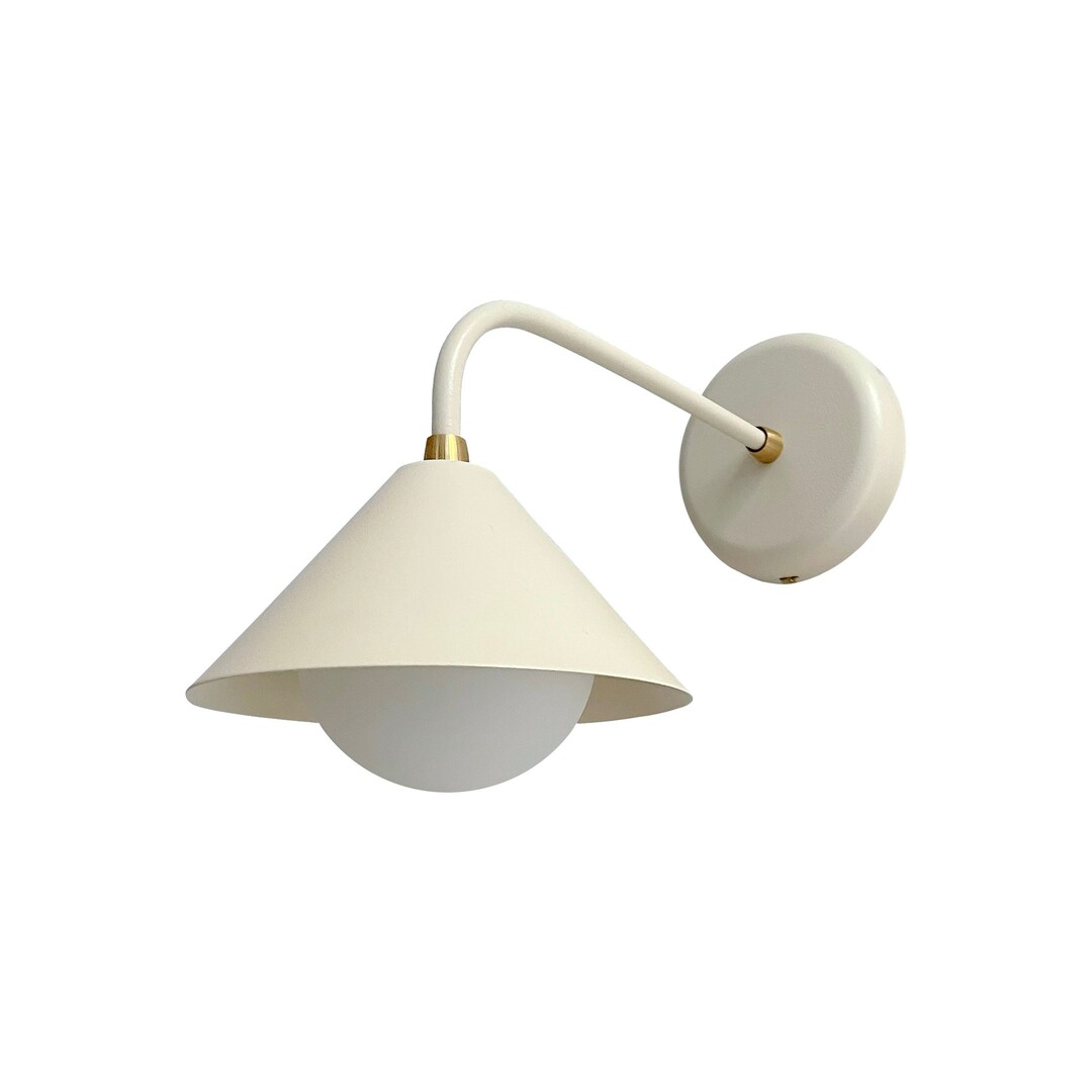 Minimal Cone Sconce Light Glass Globe Lamp Mid Century Bronze Wall ...
