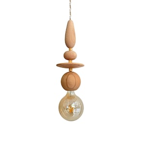 Wood Bead Pendant Light Modern Ceiling Lamp Wooden Beaded Chandelier ...