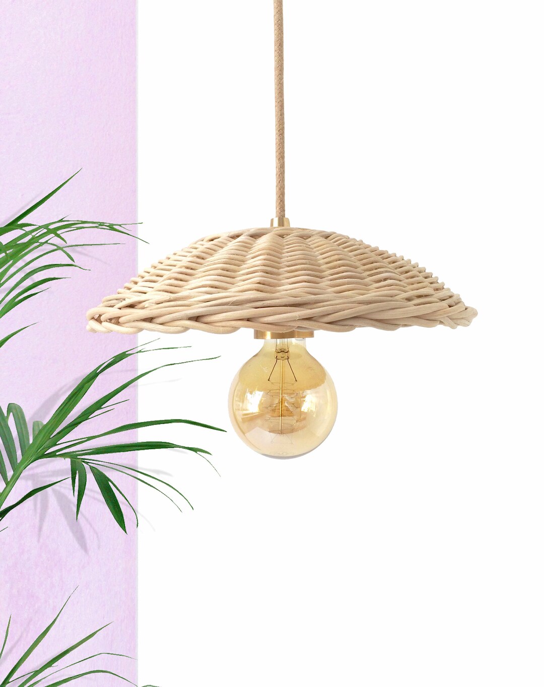 Rattan Pendant Light Boho Rustic Lighting Chandelier Eclectic Ceiling ...