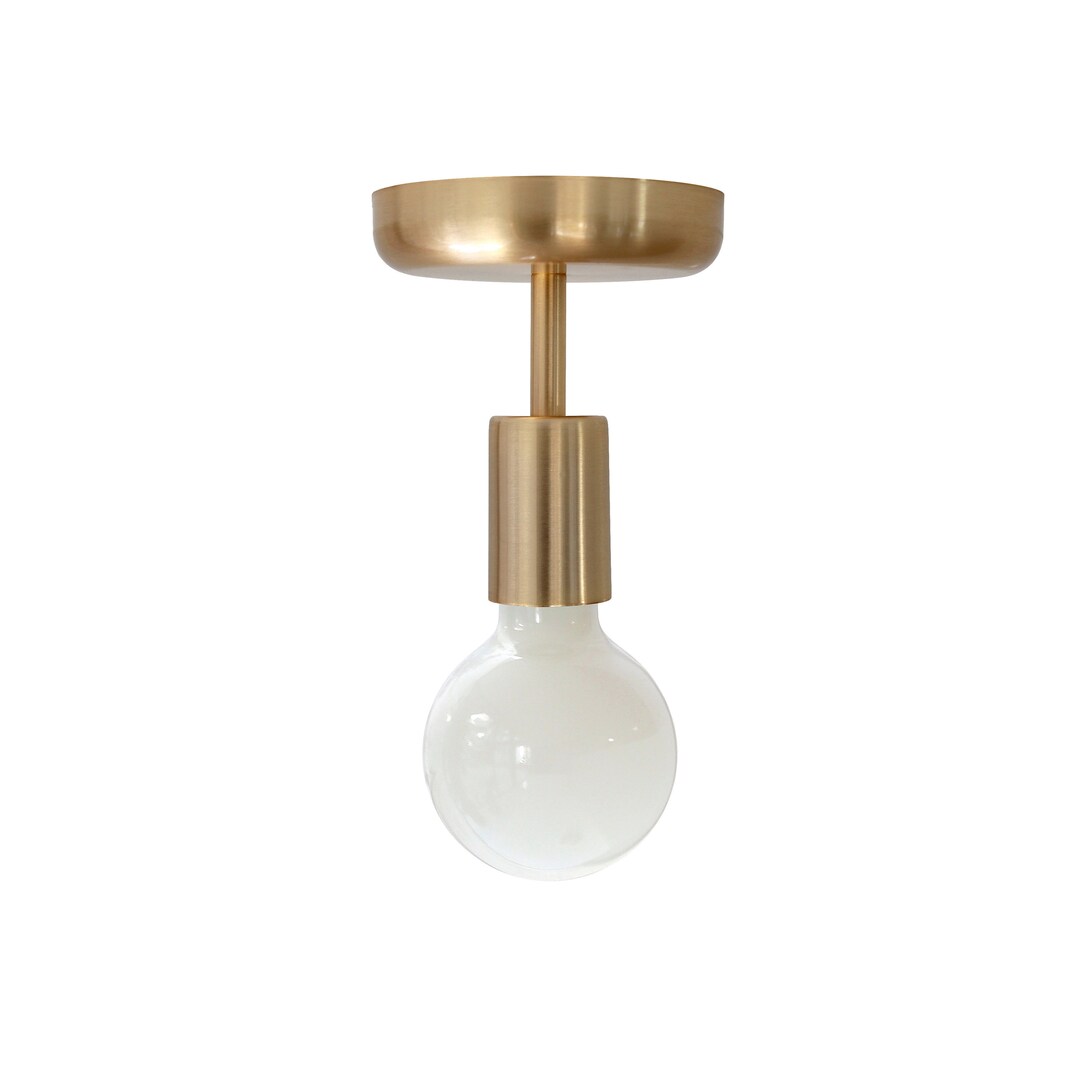 Brass Minimal Ceiling Light Flush Mount Foyer Lamp Brass Mid Century ...