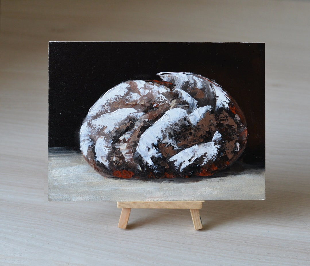 Bread Oil Painting: Small Still Life Food Art (5.9"x7.87") - Etsy