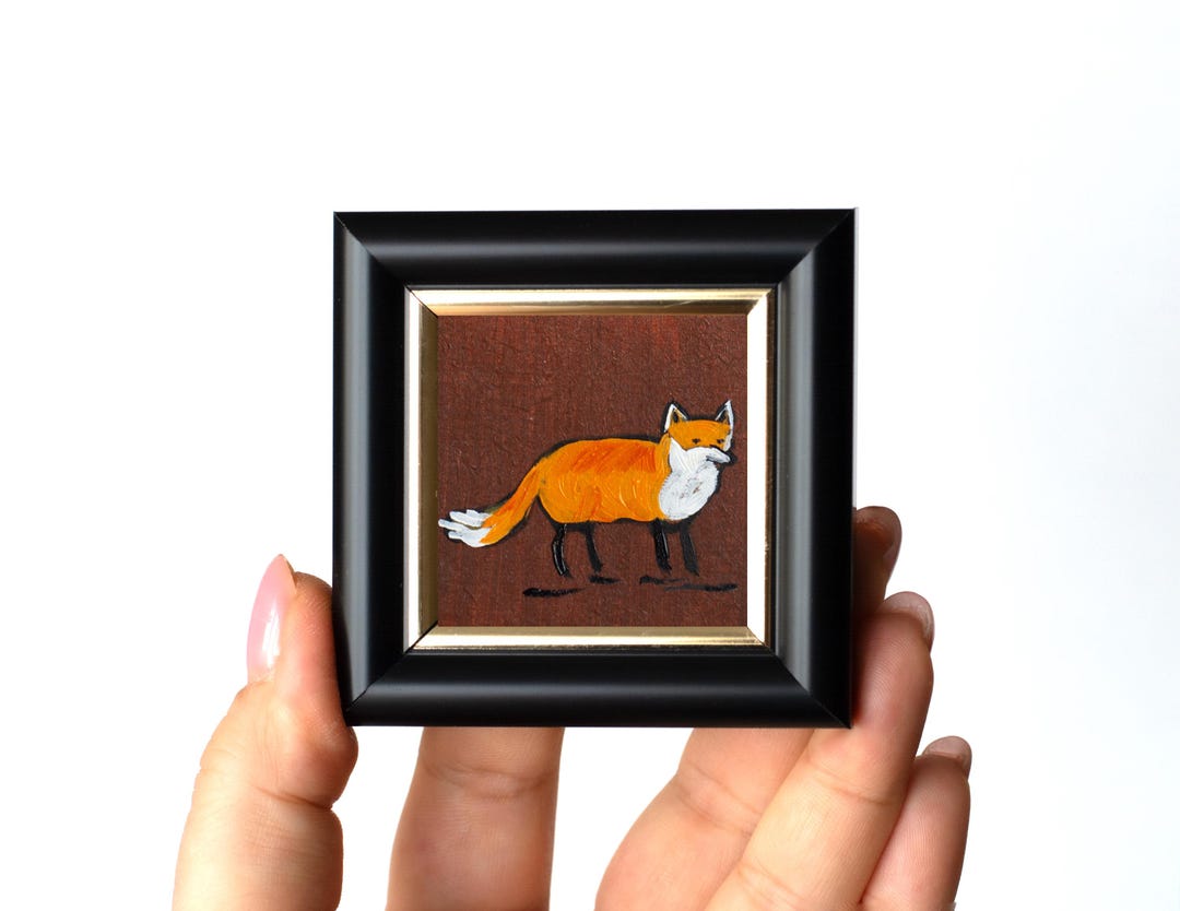 Miniature Red Fox Painting: Hand-painted Animal Art, 2x2 Inches - Etsy