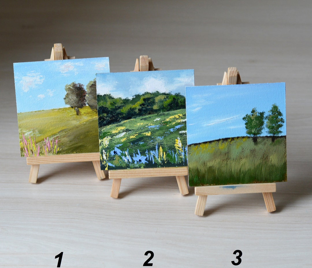 Landscape Miniature / Small 0il Painting on Gessobord Panel / Sky ...