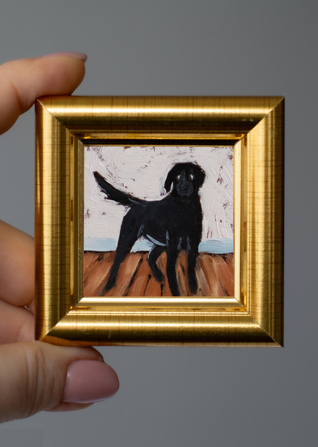 Black Labrador Miniature Oil Painting / Hand Painted Mini Atr / 2x2 ...