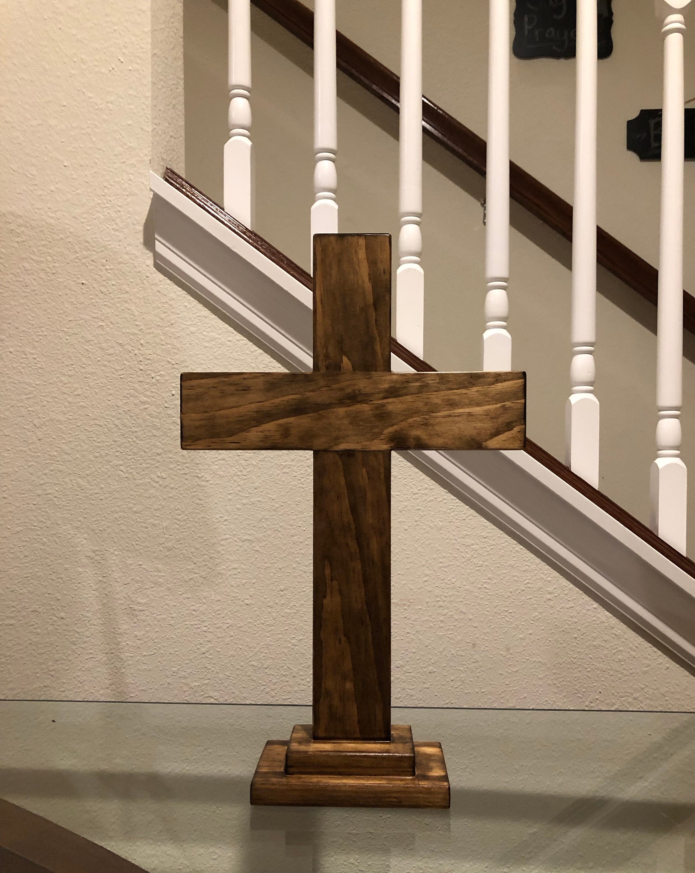 Stained Wooden Cross with Stand Dark Walnut Cross With | Etsy
