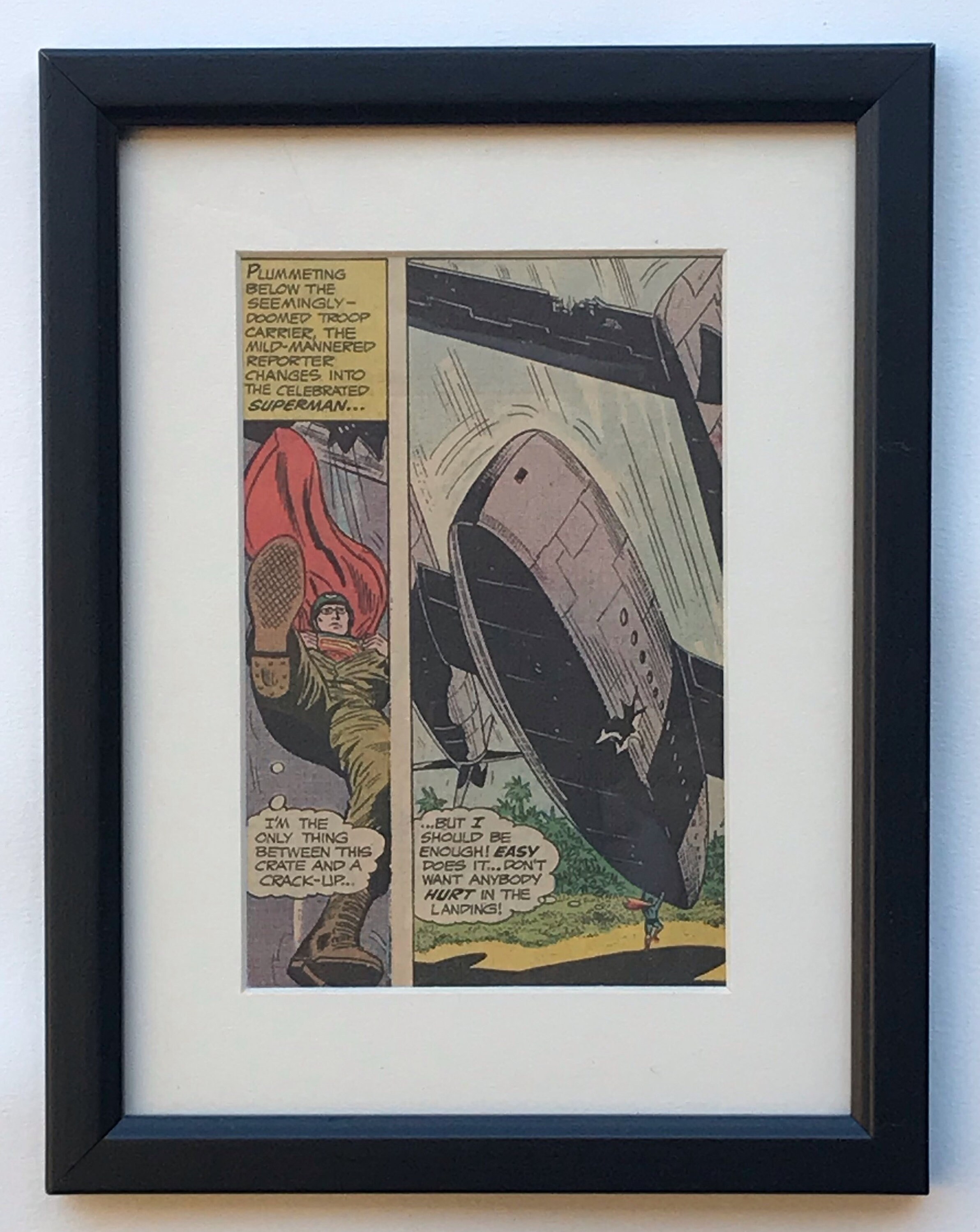 Framed Comic Strip Superman Catching a Plane 1 - Etsy