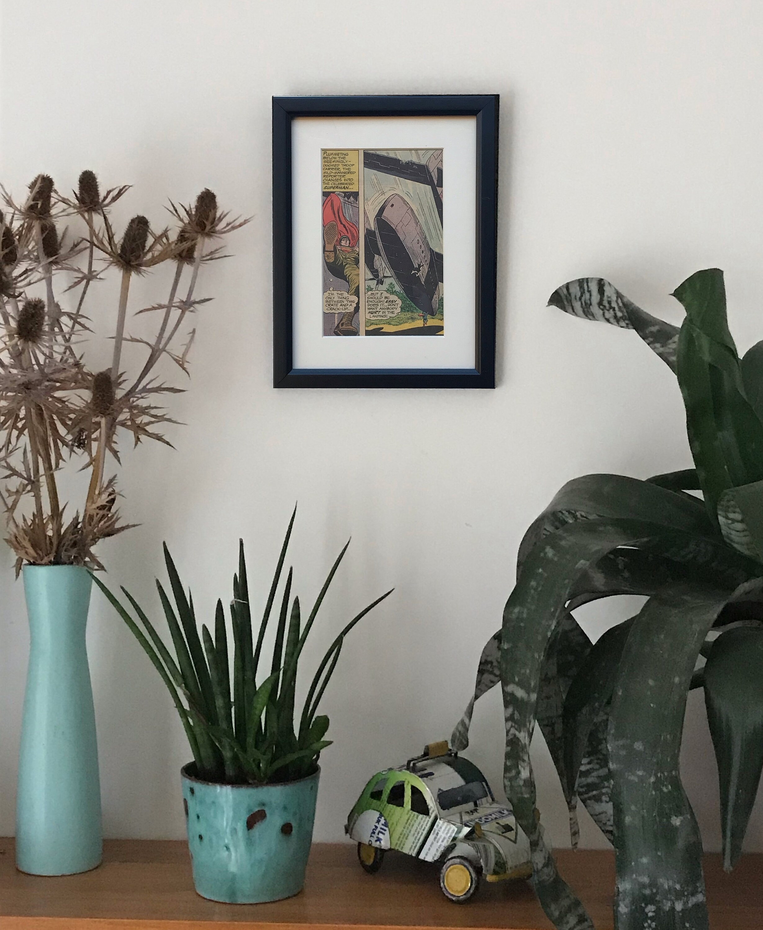 Framed Comic Strip Superman Catching a Plane 1 - Etsy