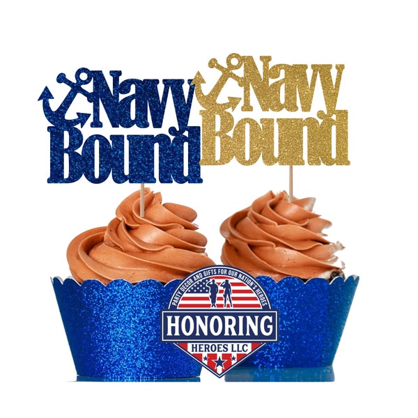 Navy Cupcake Topper - Etsy