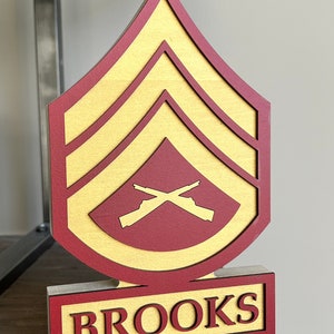 USMC Marine Corp Enlisted Rank Standing Name Plate - Military Promotion ...