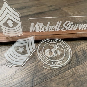 USMC Name Plate With Interchangeable Rank & Emblem - Etsy