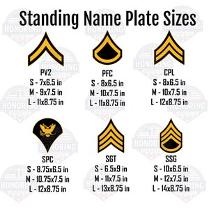 ARMY Rank Self Standing Name Plate - Army Enlisted Ranks - Army Promotion Gift - Army Retirement ...